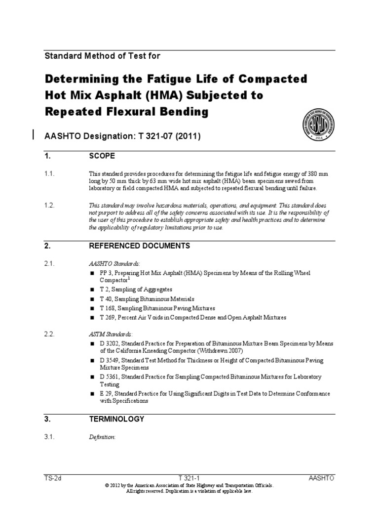 AASHTO T 321 Determining The Fatigue Life of Asphalt Mixture Using ...