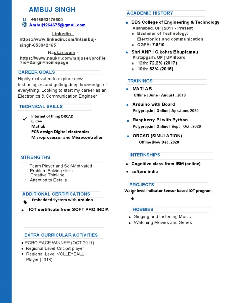 Ambuj Singh Resume | PDF | Computer Science | Computing