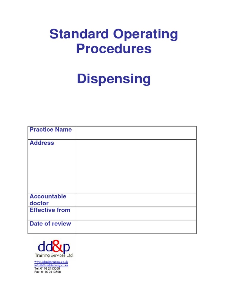 Standard Operating Procedures Dispensing: Practice Name Address | PDF ...