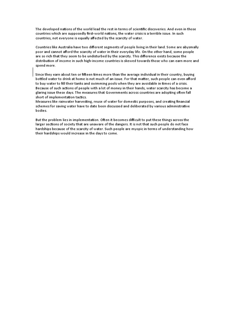 Water Scarcity Essay | PDF