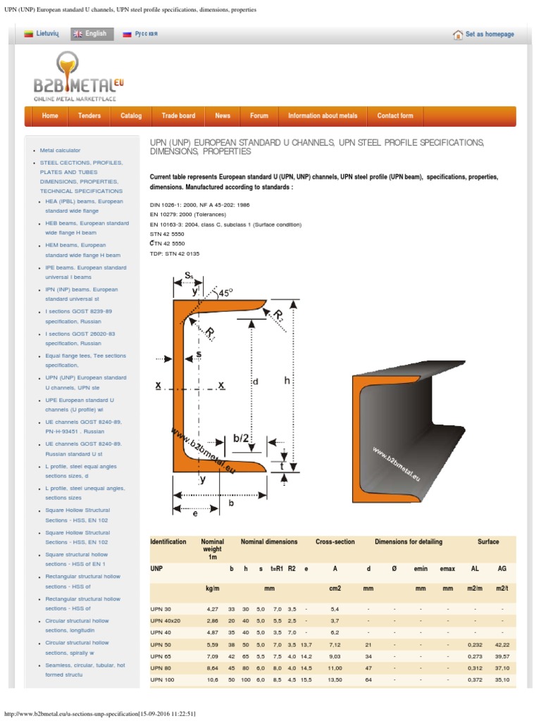 UPN (UNP) European Standard U Channels, UPN Steel Profile ...