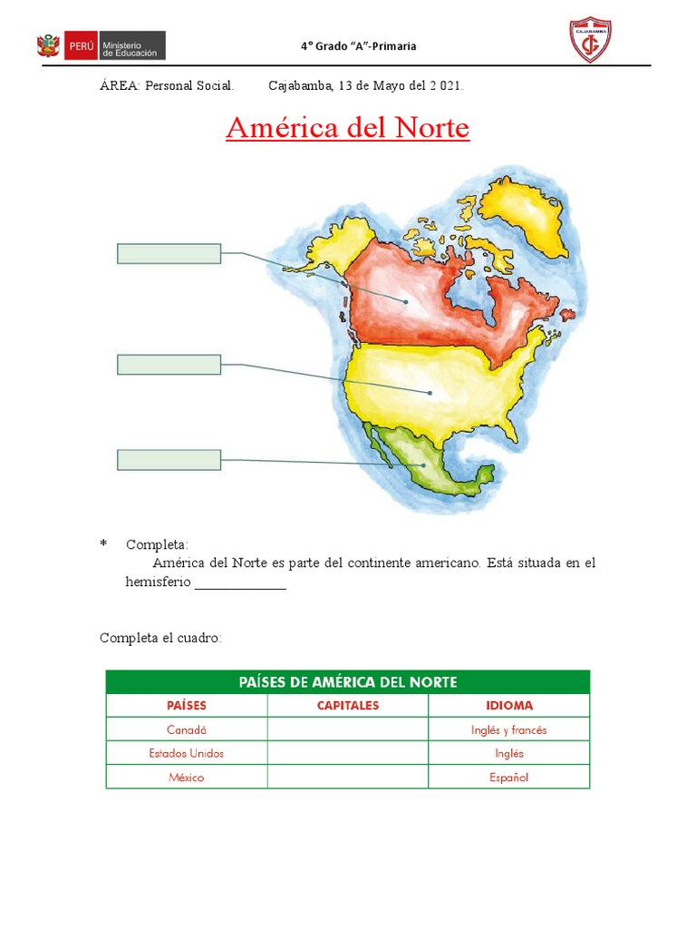 Actividades sobre América del Norte para Niños | PDF | Artes del ...
