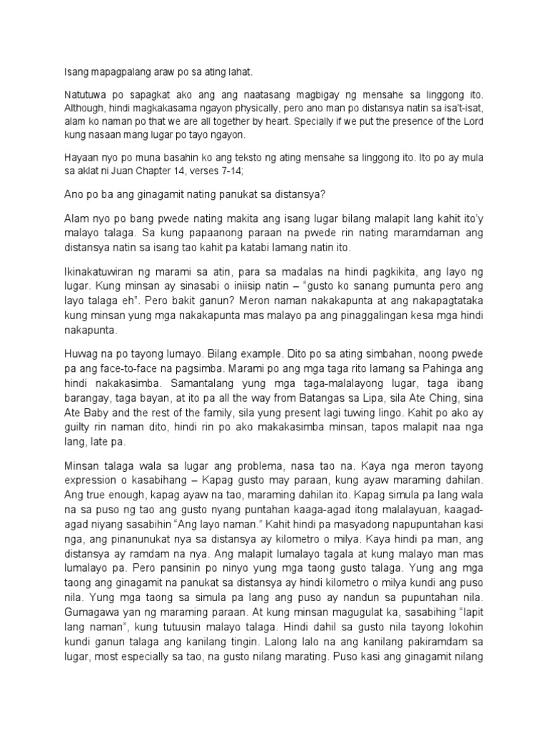 Tagalog Church Sermon | PDF