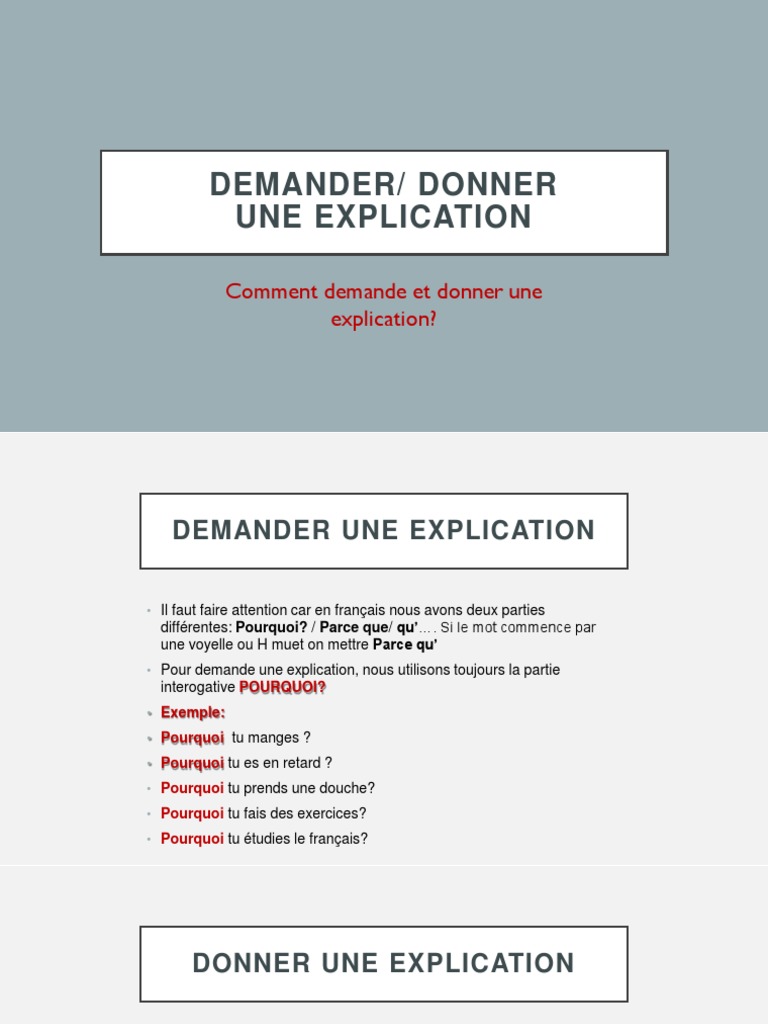 Comment Demande Et Donner Une Explication? | PDF