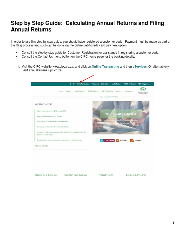 Step by Step Guide: Calculating Annual Returns and Filing Annual Returns | PDF | Payments ...