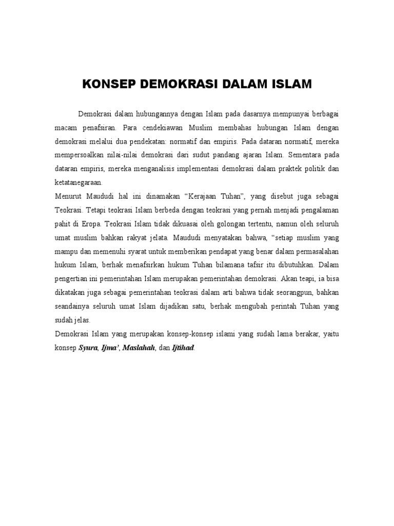 Konsep Demokrasi dalam Islam | PDF