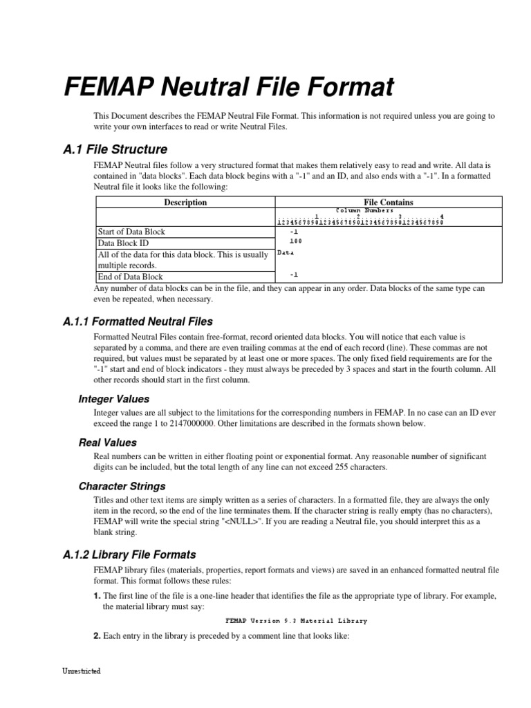 FEMAP Neutral File Format | PDF | Elasticity (Physics) | Yield ...