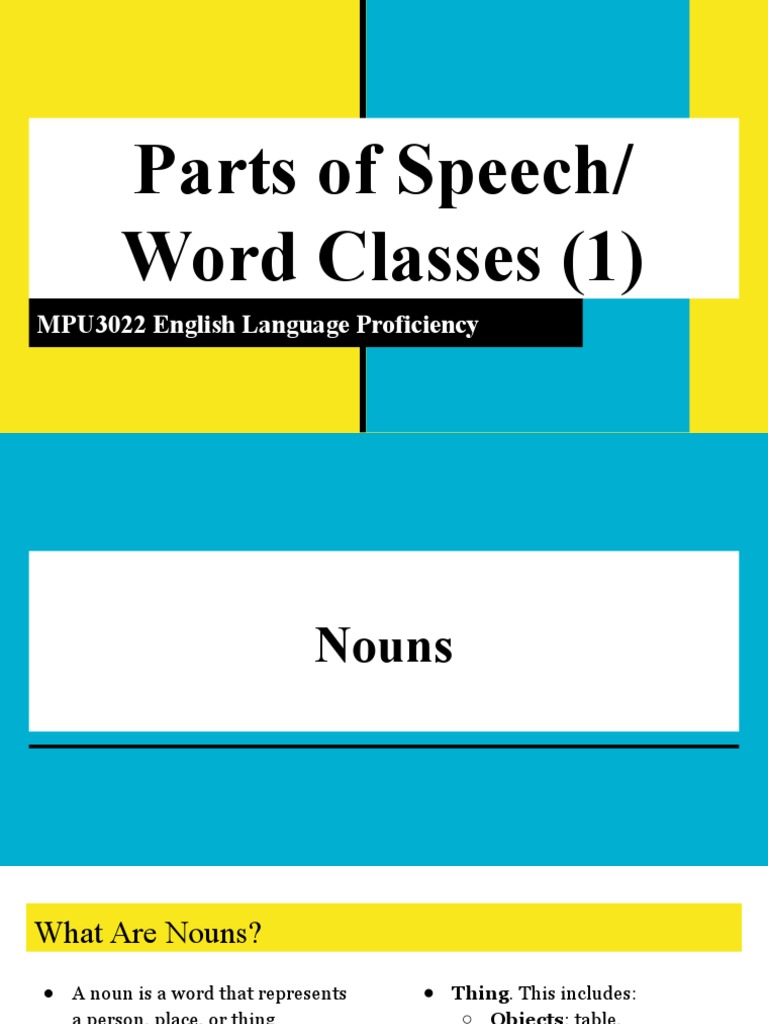 Parts of Speech - Word Classes | PDF | Pronoun | Adjective