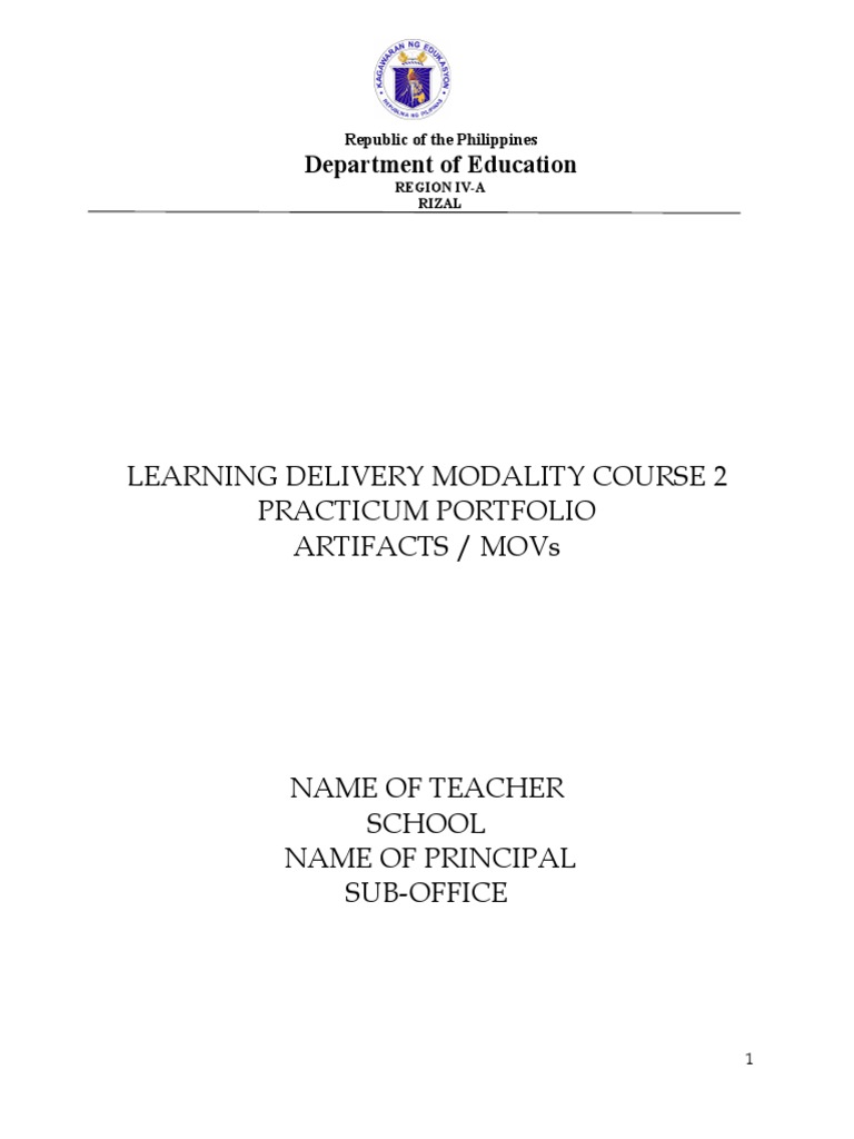 Learning Delivery Modality Course 2 Practicum Portfolio Artifacts ...