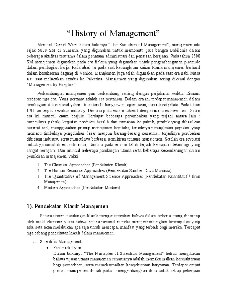 History of Management | PDF