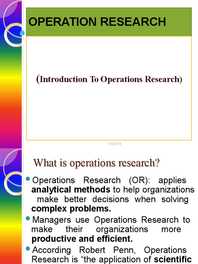 Operation Research: Introduction To Operations Research) | PDF ...