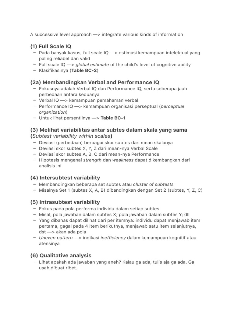 WISC Successive Level Approach - Notes | PDF