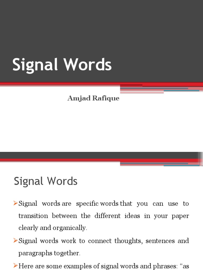 Signal Words: Types and Functions | PDF
