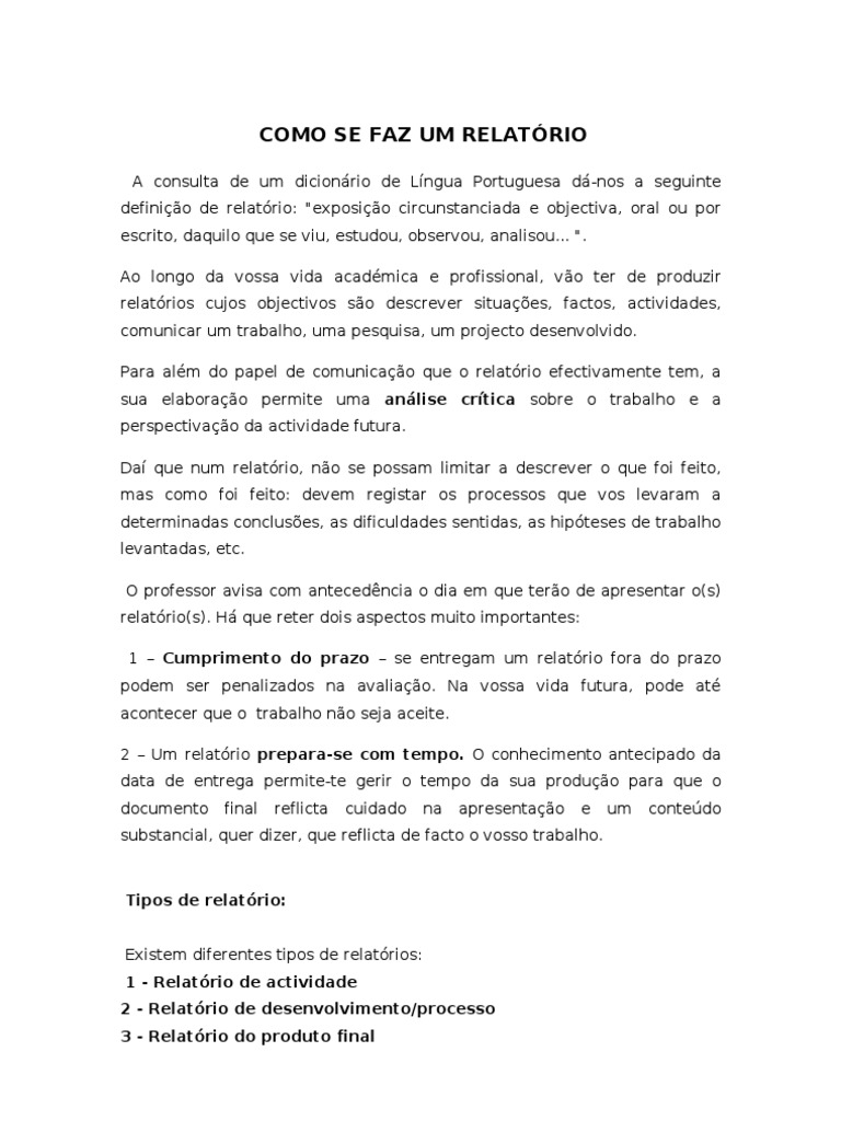 Como Fazer Um Relatorio | PDF