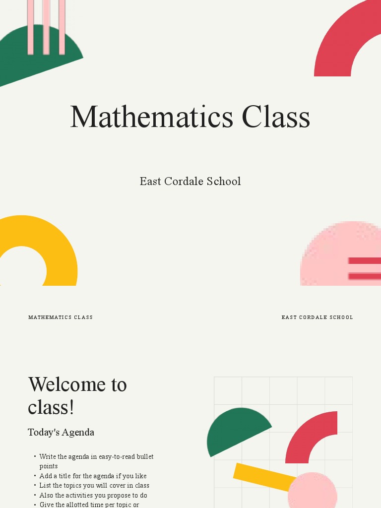 Mathematics Class: East Cordale School | PDF | Concept | Teaching ...