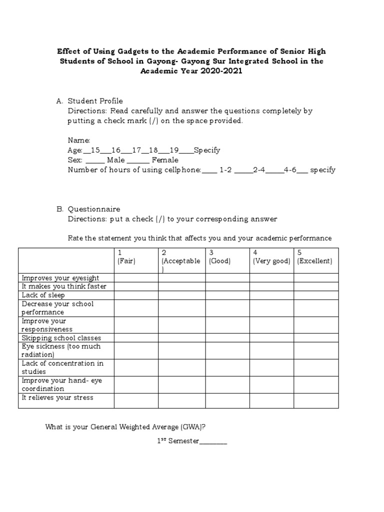 Research Questionnaire | PDF