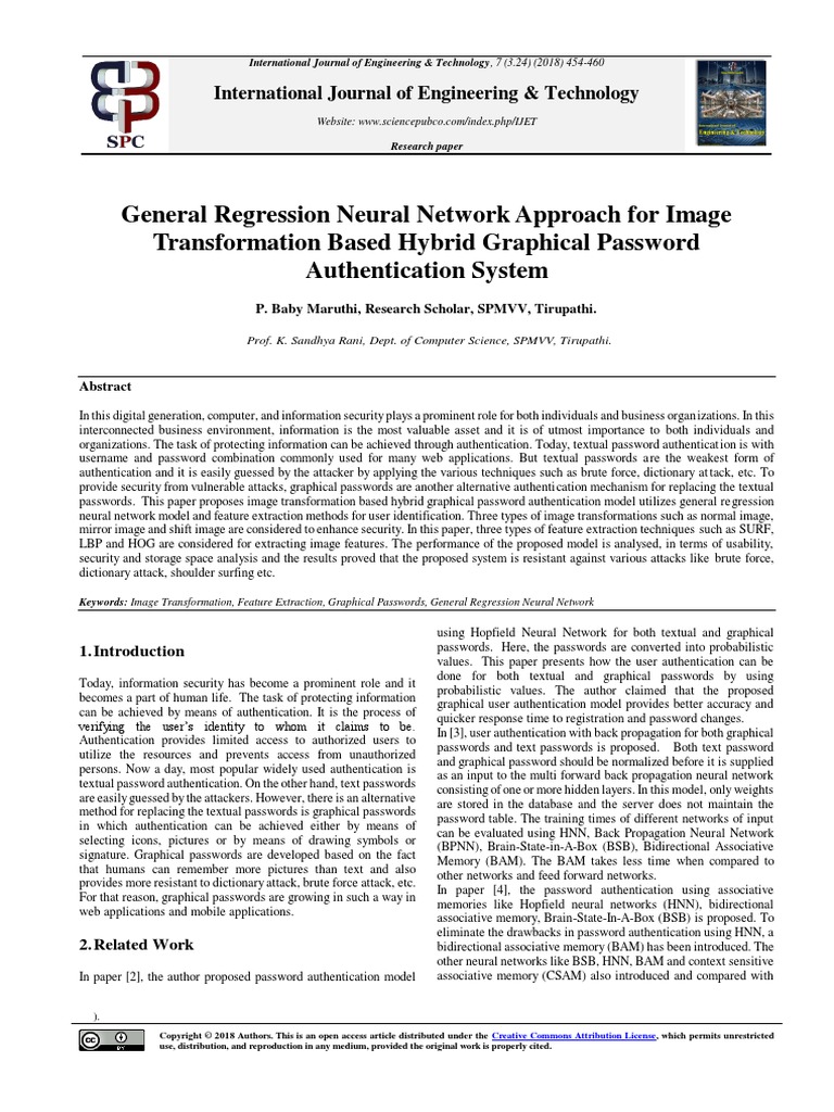 General Regression Neural Network Approach For Image Transformation Based Hybrid Graphical ...