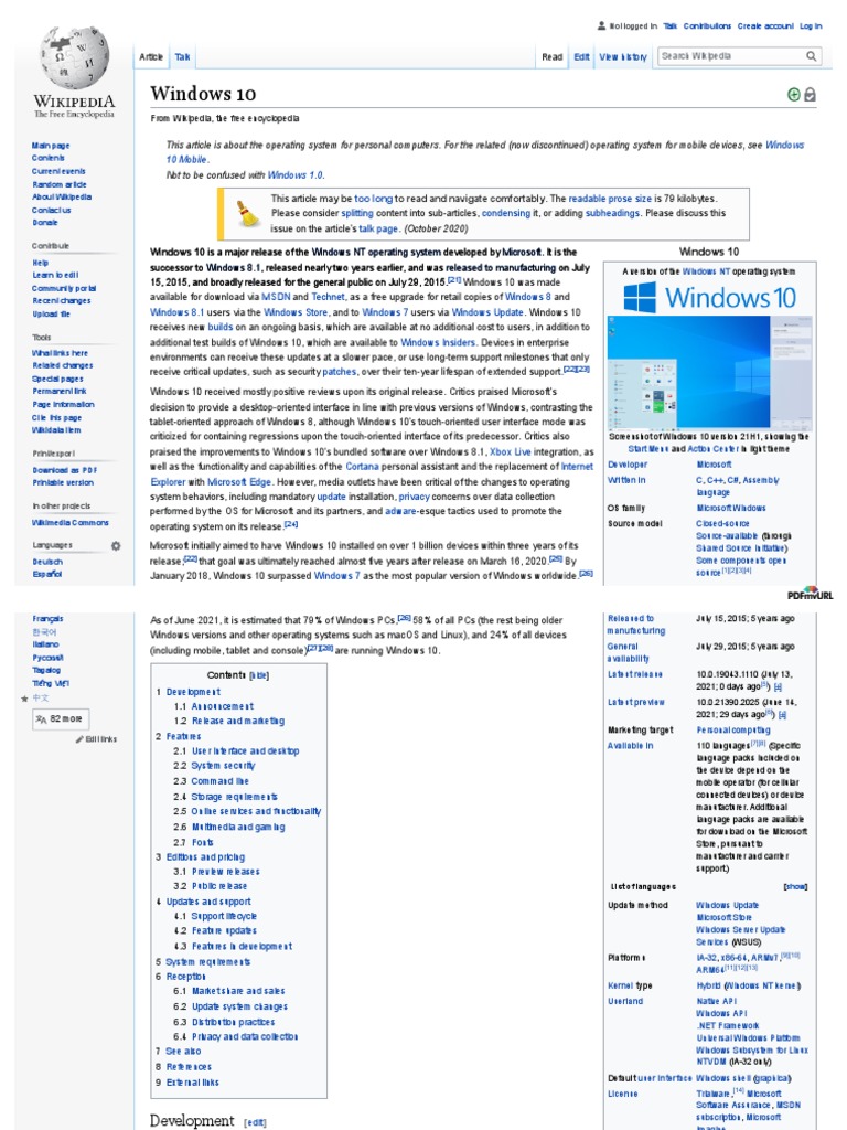 En - Wikipedia - Org - Wiki - Windows - 10# - Text Windows 10 Is A ...