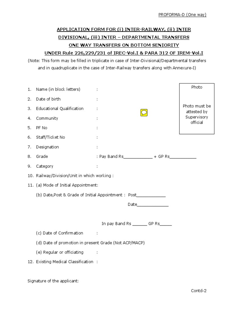 6 Inter Railway Divisional Departmental One Way Transfer | PDF ...