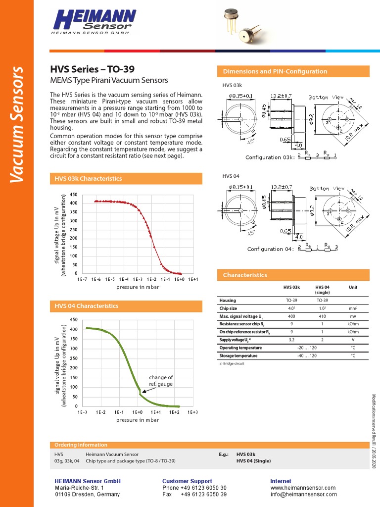 Heimann Sensor Datasheet HVS Series | PDF | Sensor | Resistor