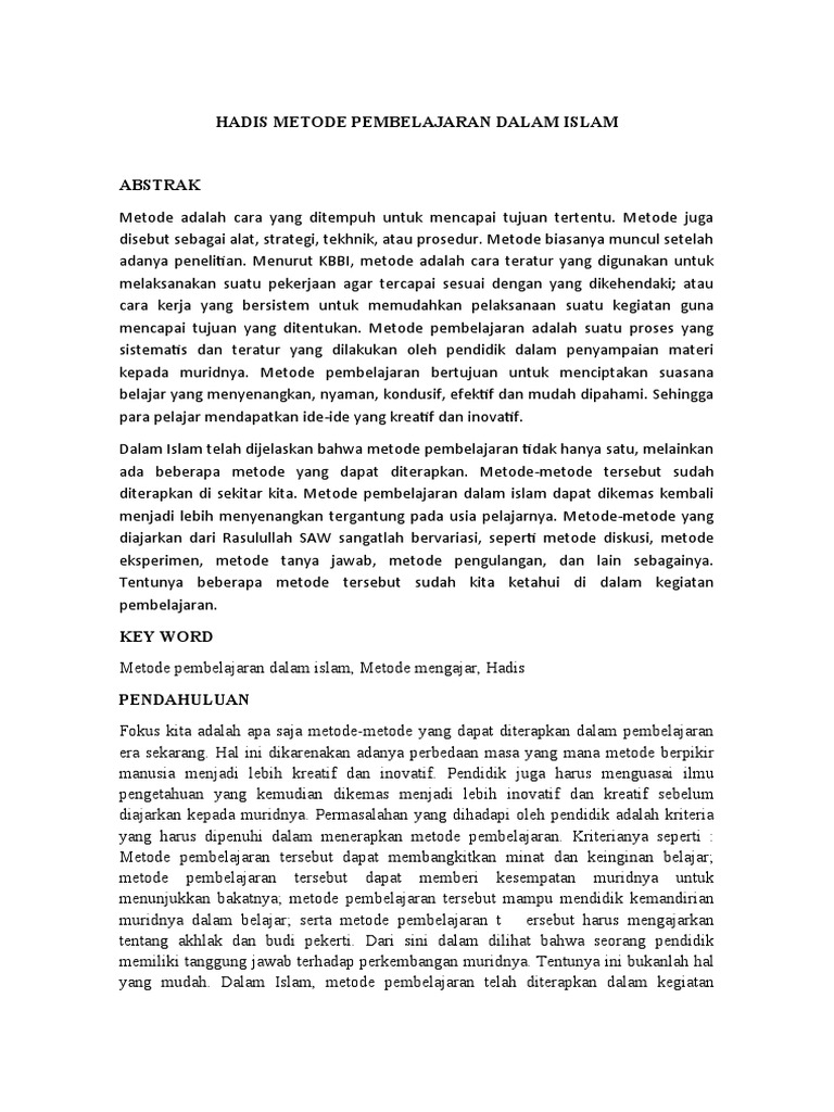 Hadis Metode Pembelajaran Dalam Islam 2 | PDF