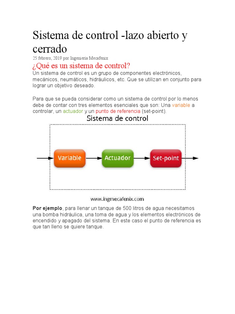 Lazo Abierto y Cerrado | PDF | Sistema de control | Realimentación