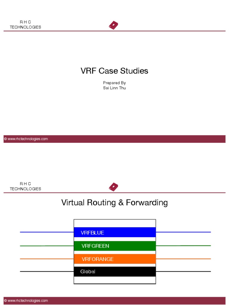 VRF Case Studies: RHC Technologies | PDF | Router (Computing) | Ip Address