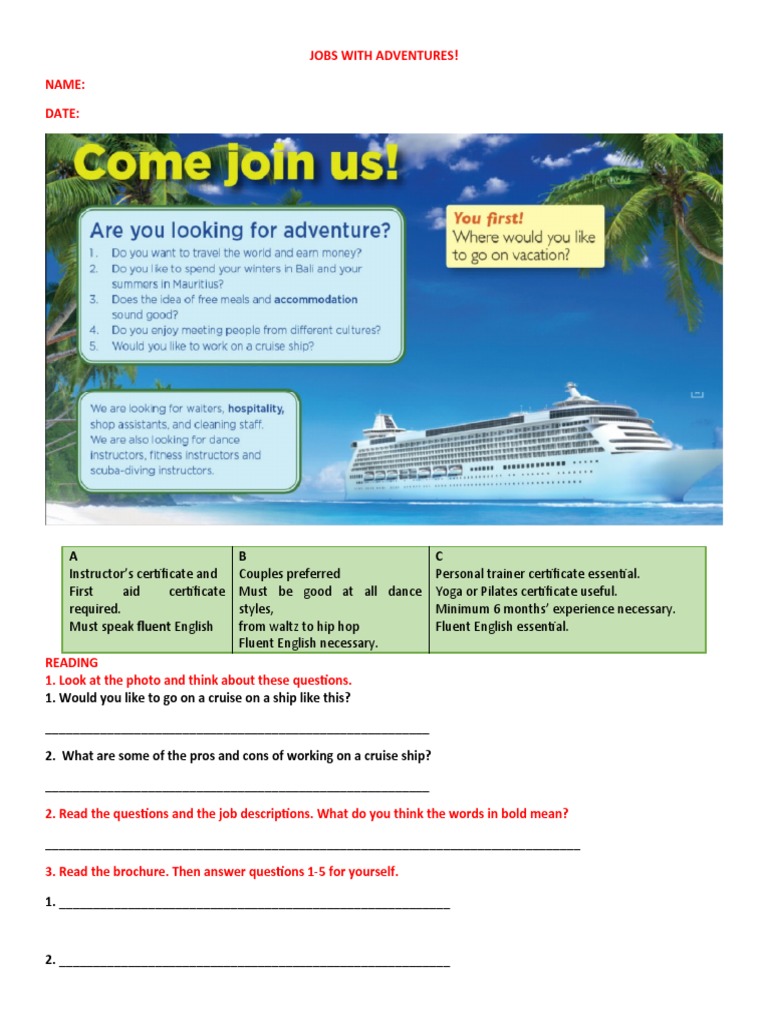 JOBS WITH ADVENTURES | PDF | English Language | Grammar