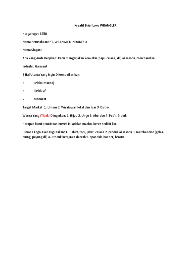 Kreatif Brief Logo WRANGLER | PDF