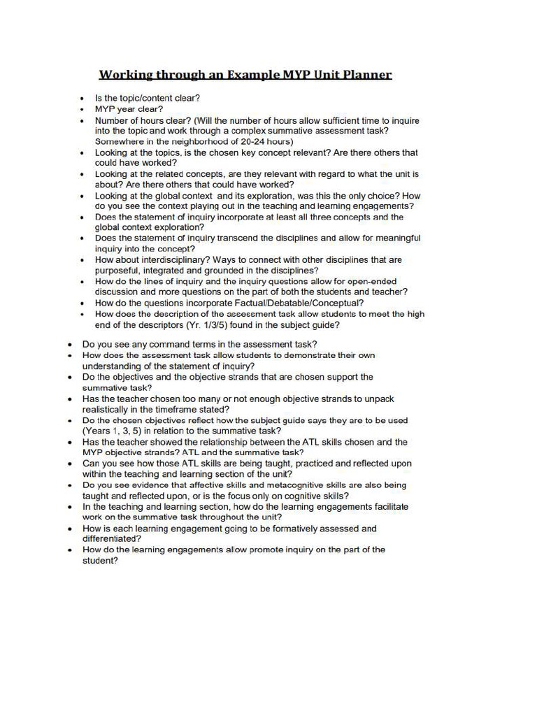 Unit Plan Checklist | PDF