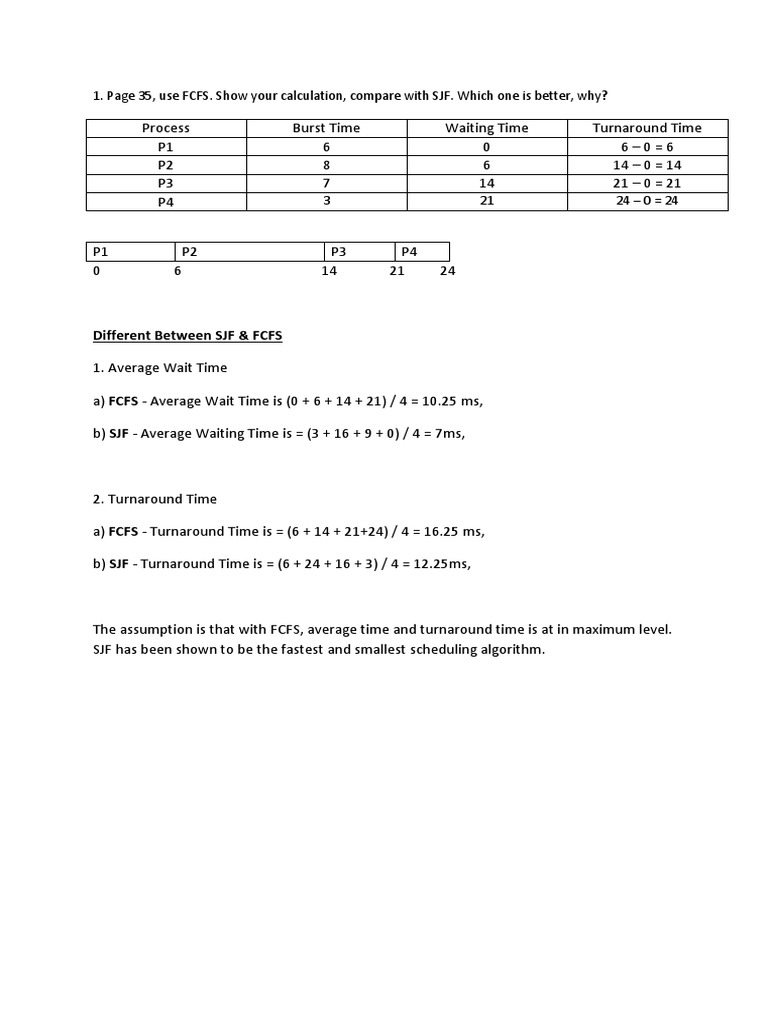 FCFS vs SJF Scheduling Algorithms | PDF | Applied Mathematics | Theoretical Computer Science