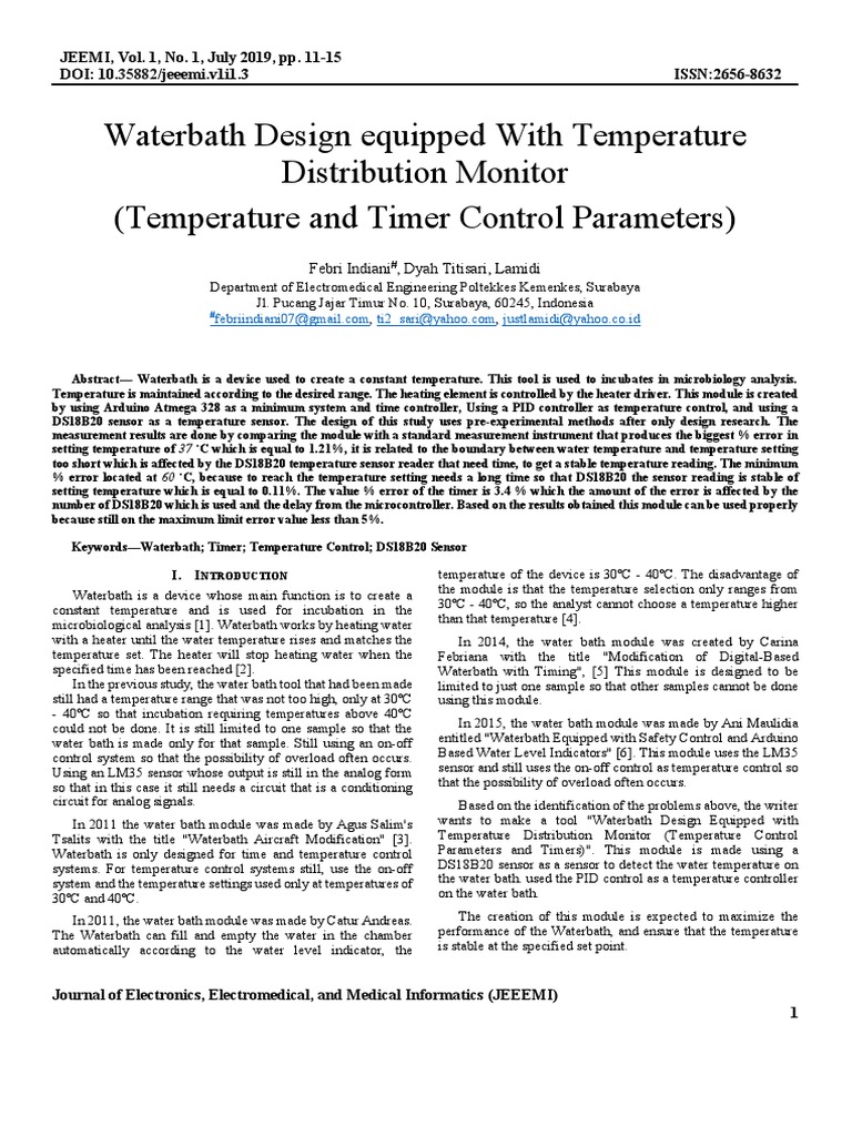 Waterbath Design Equipped With Temperature Distribution Monitor ...