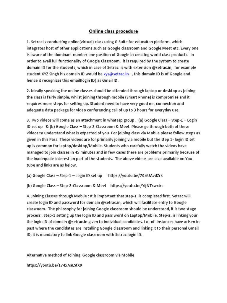 Online Class Procedure | PDF | Gmail | Computing