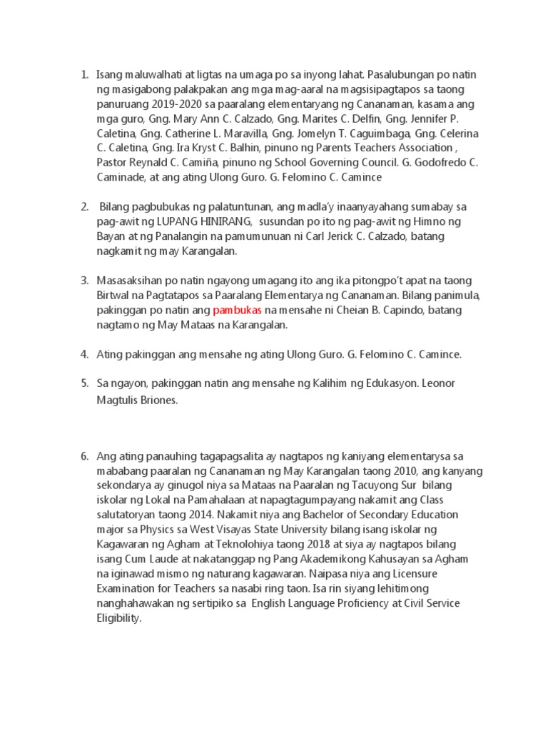 Script Graduation | PDF