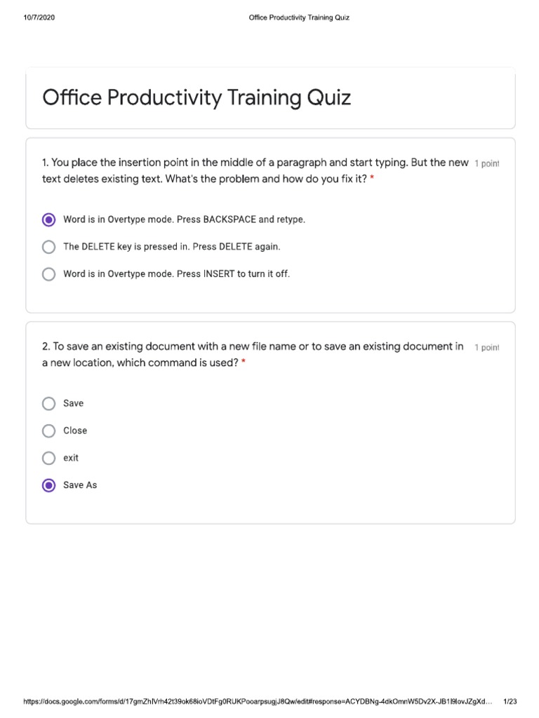 Office Productivity Quiz CFM Institute of Computer Knowledge | PDF