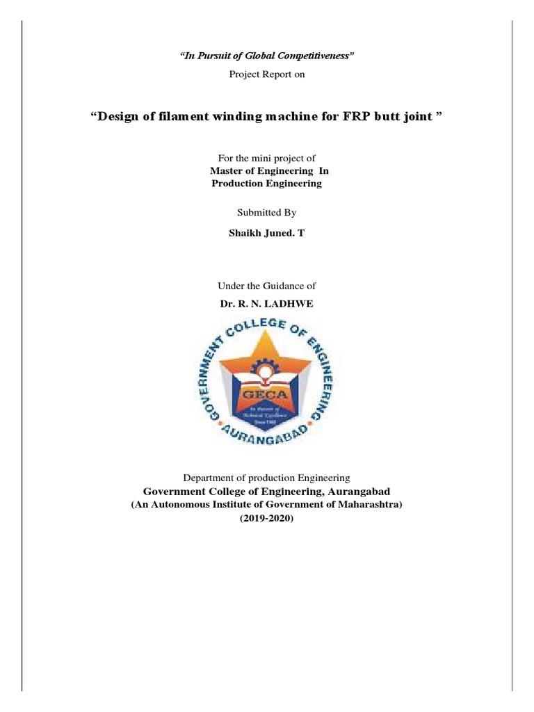 M.Tech Mini Project Report | PDF | Composite Material | Fibre Reinforced Plastic