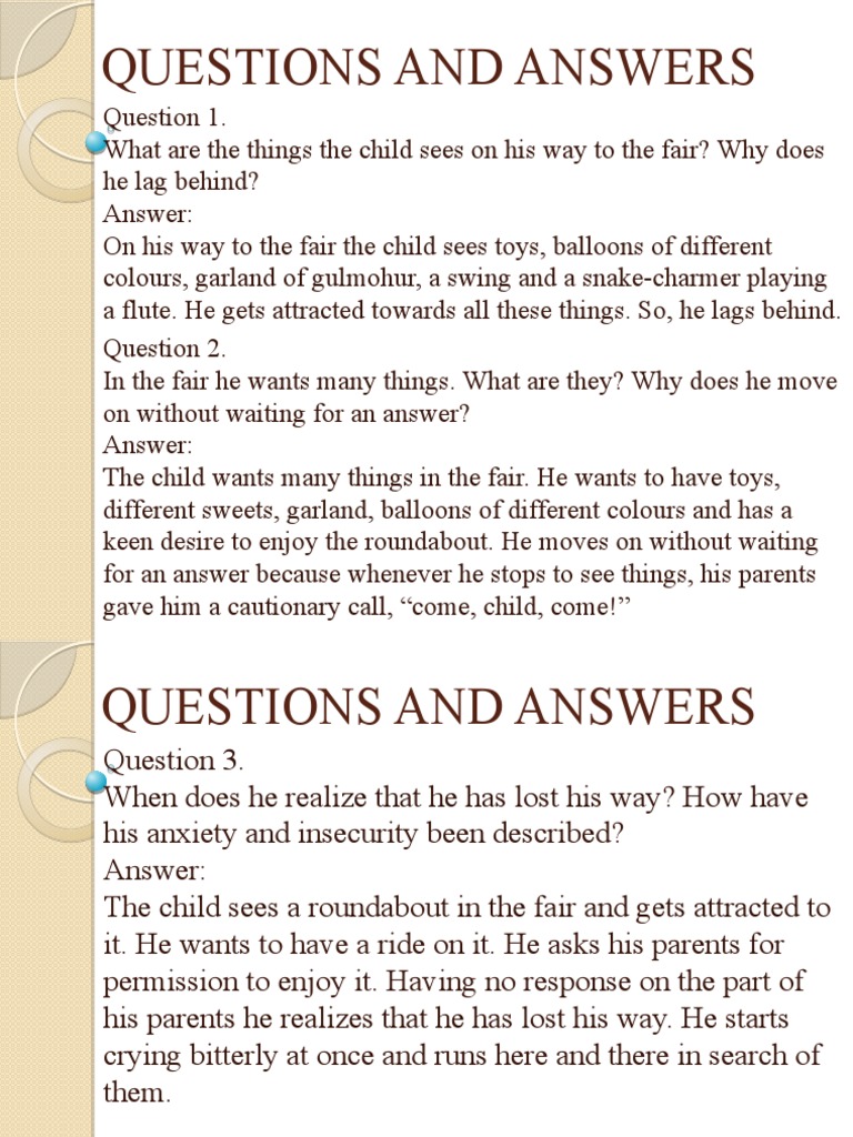 Lost Child: Questions & Answers Guide | PDF | Language Arts & Discipline