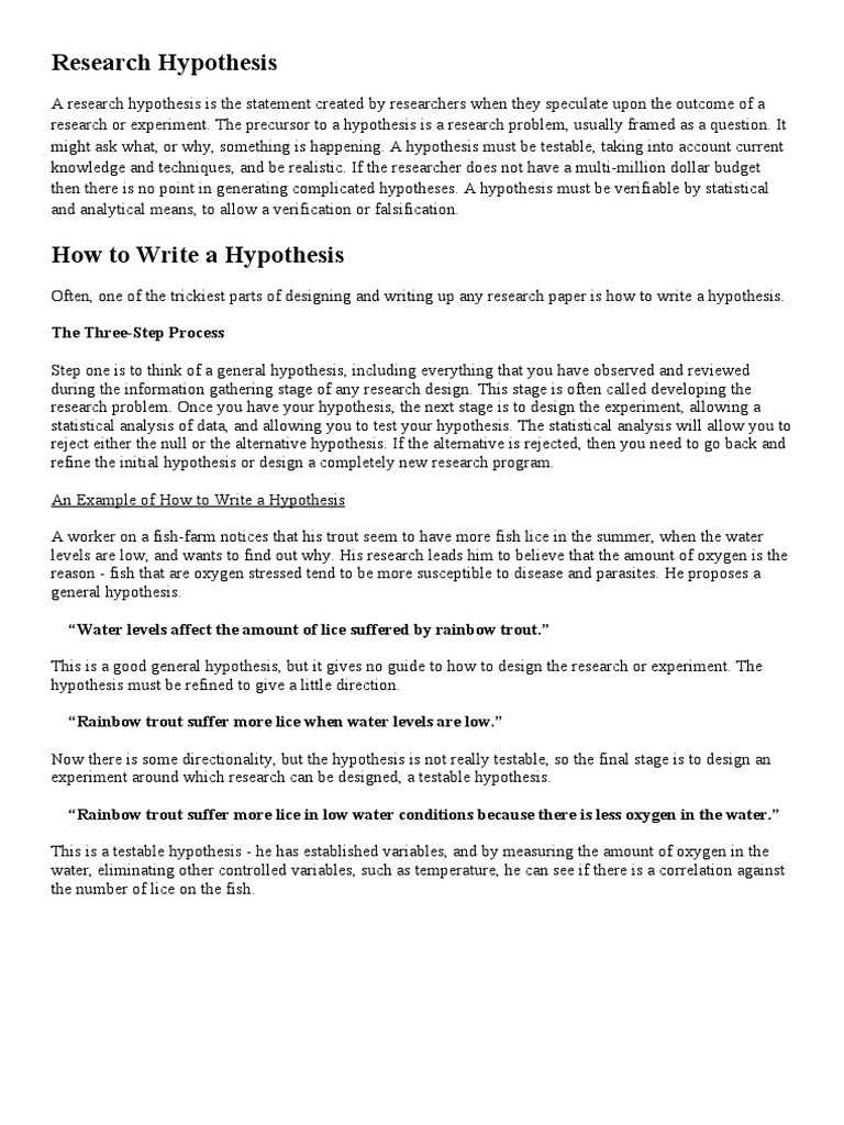 Research Hypothesis: The Three-Step Process | PDF | Hypothesis | Experiment