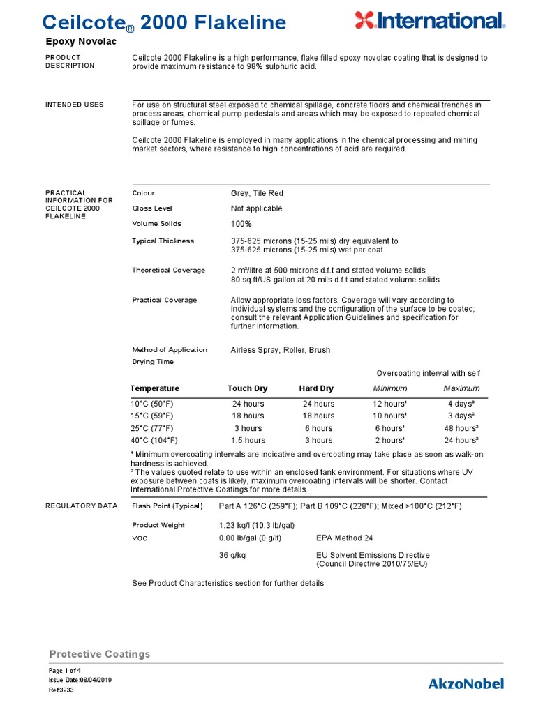Ceilcote - 2000 International | PDF | Paint | Epoxy