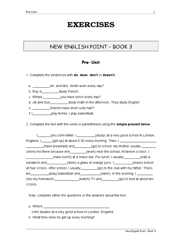 English Exercises (Grammar) | PDF | Grammar | Linguistics