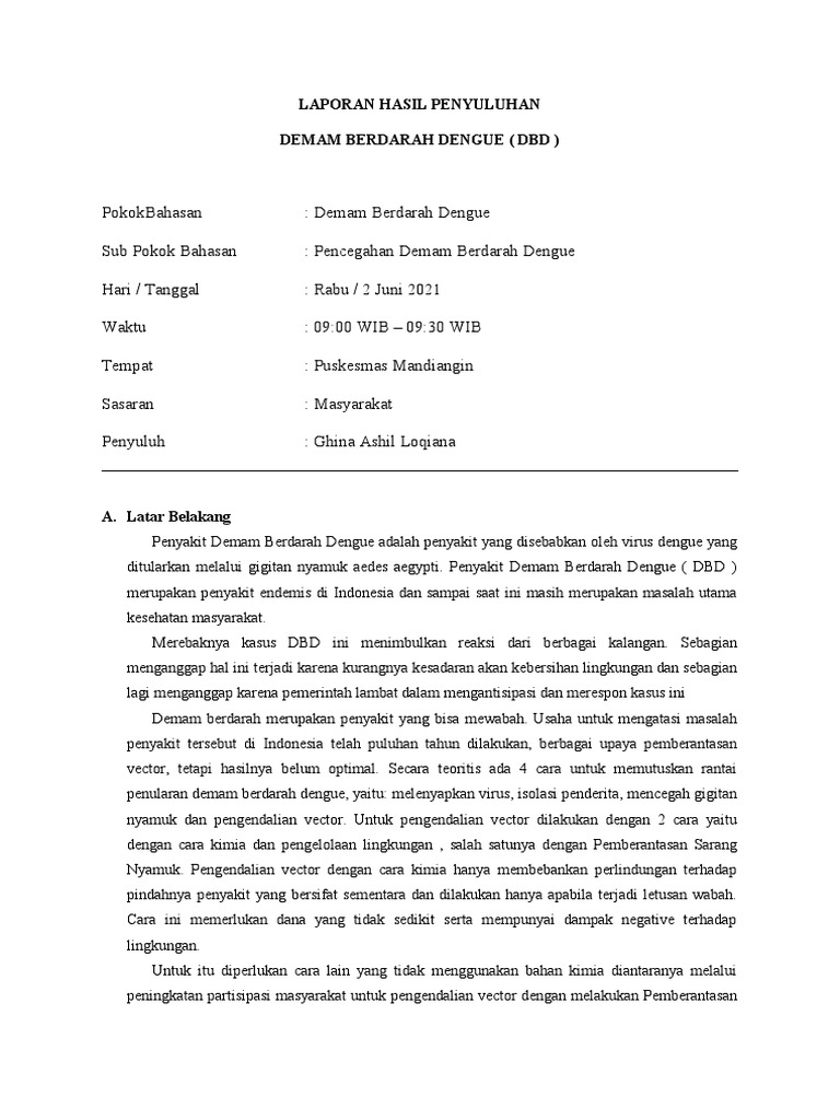 Laporan Penyuluhan DBD | PDF