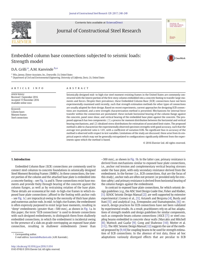 Coek - Info Embedded Column Base Connections Subjected To Seis | PDF ...