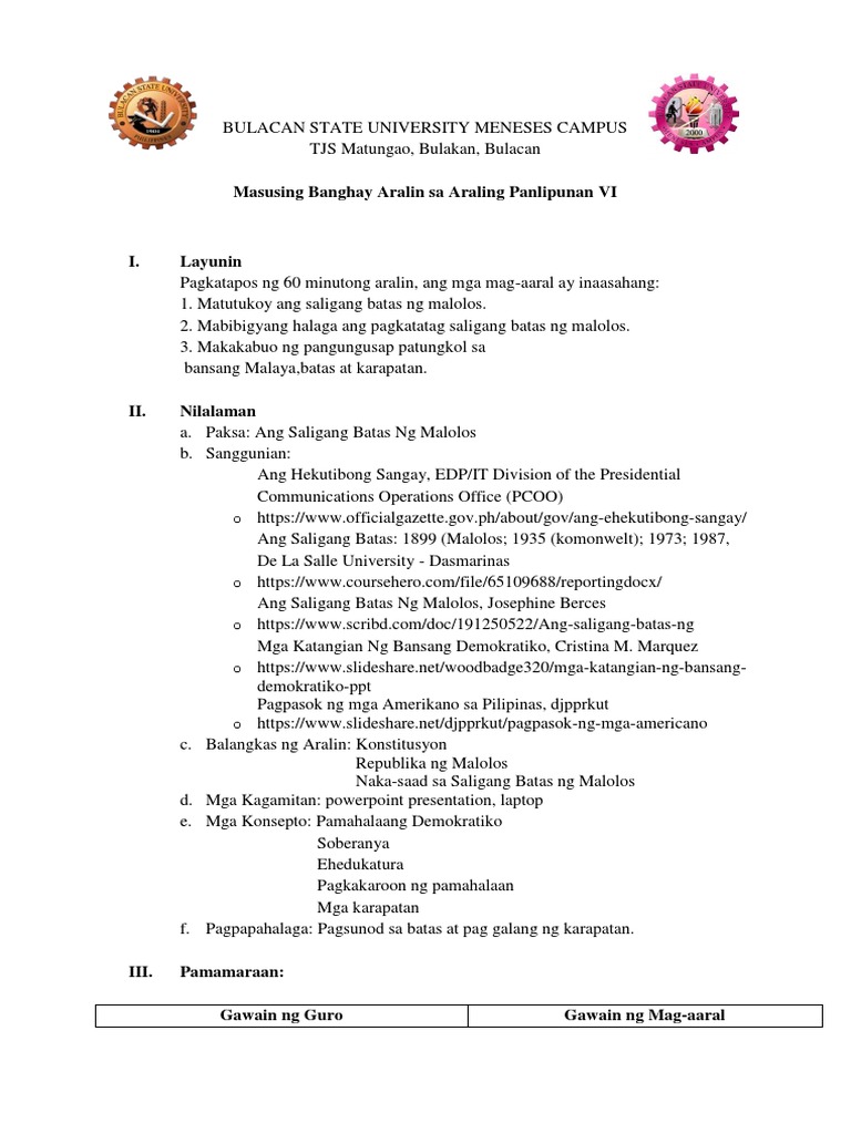 Datalyong Banghay Aralin Sa AP6 | PDF