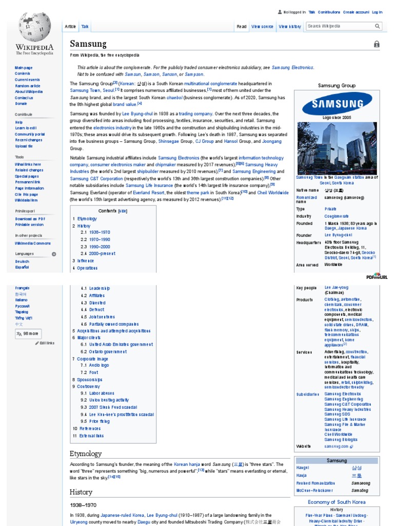 Https en Wikipedia Org Wiki Samsung | PDF | Samsung | Samsung Electronics