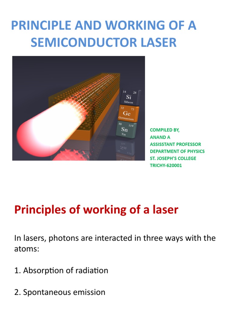 Principle and Working of A Semiconductor Laser | PDF | P–N Junction | Laser