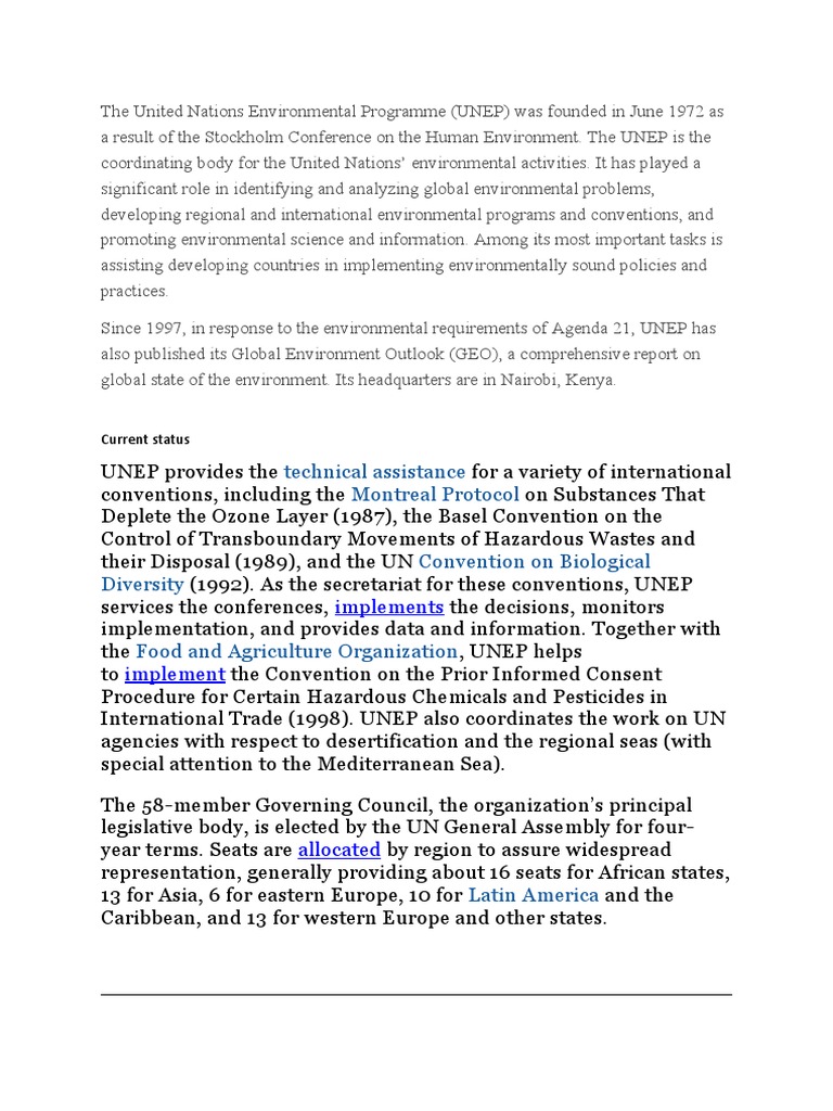 The United Nations Environmental Programme | PDF | United Nations ...
