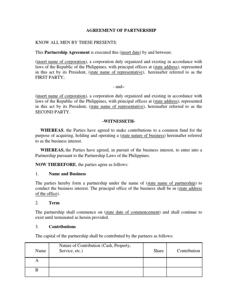 Partnership Agreement | PDF | Partnership | Interest