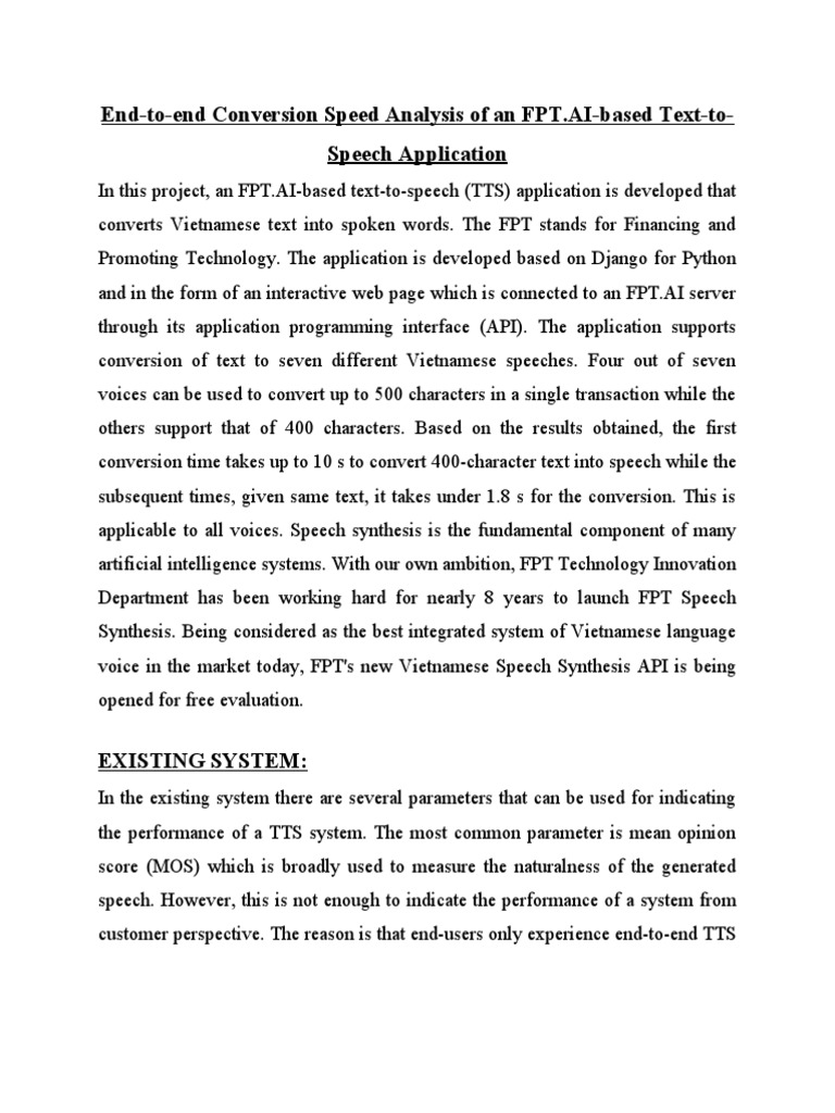 35 End-To-End Conversion Speed Analysis of An FPT - AI-based Text-to ...