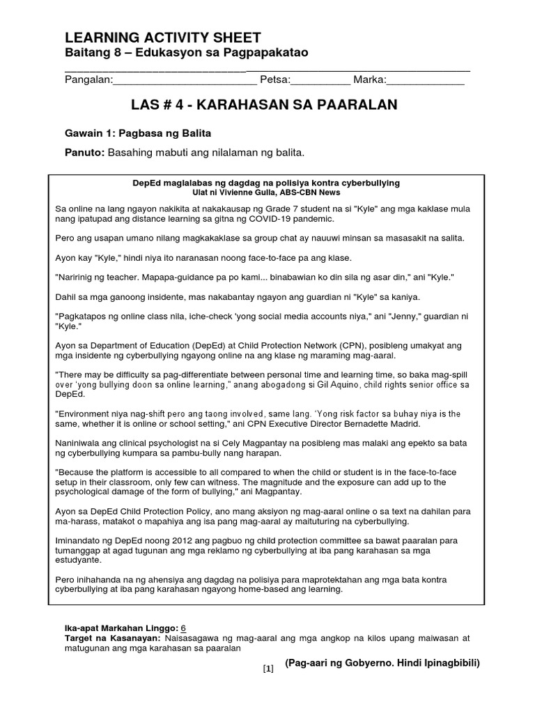 EsP 8 - Q4 - LAS 4 RTP | PDF