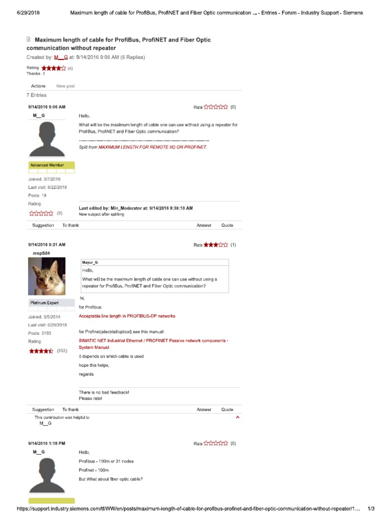Maximum Length of Cable For ProfiBus, Profinet | PDF